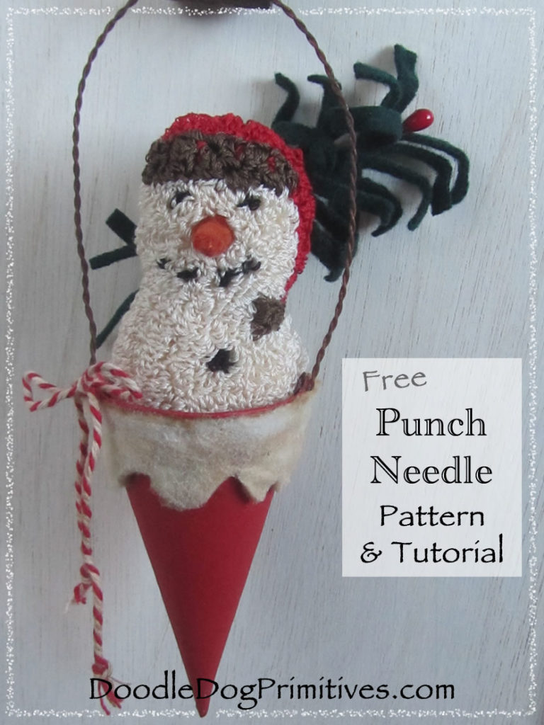 Tutorial & Free Pattern - Snow Cone Ornament - DoodleDog Primitives
