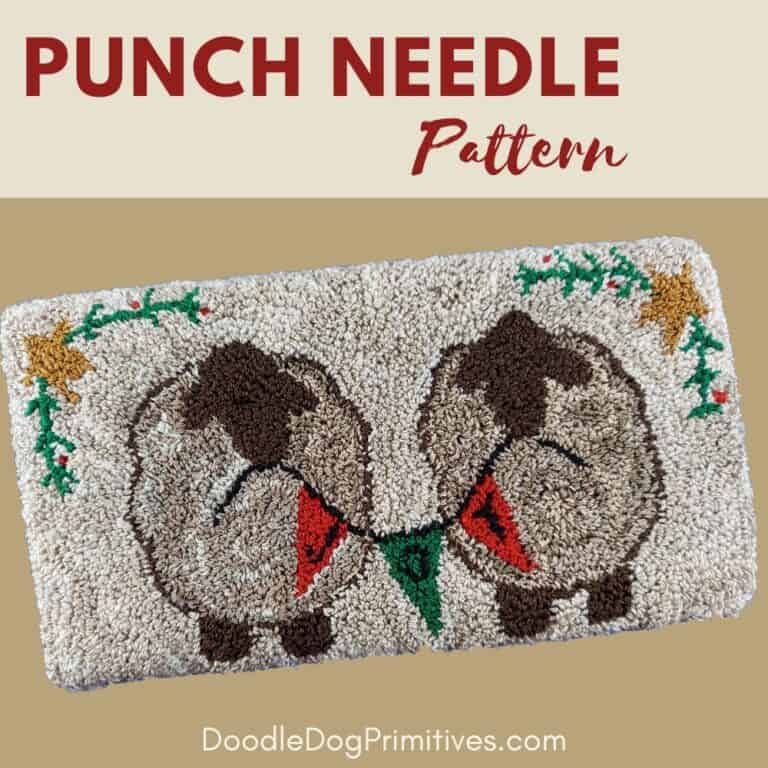 Christmas Sheep Punch Needle Pattern - DoodleDog Primitives