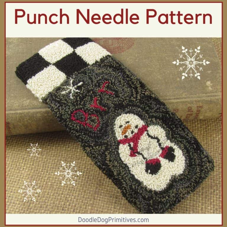 Winter Snowman Punch Needle Pattern - DoodleDog Designs Primitives
