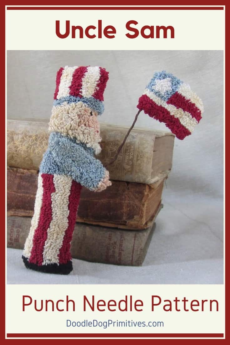 Uncle Sam Punch Needle Pattern - DoodleDog Designs Primitives