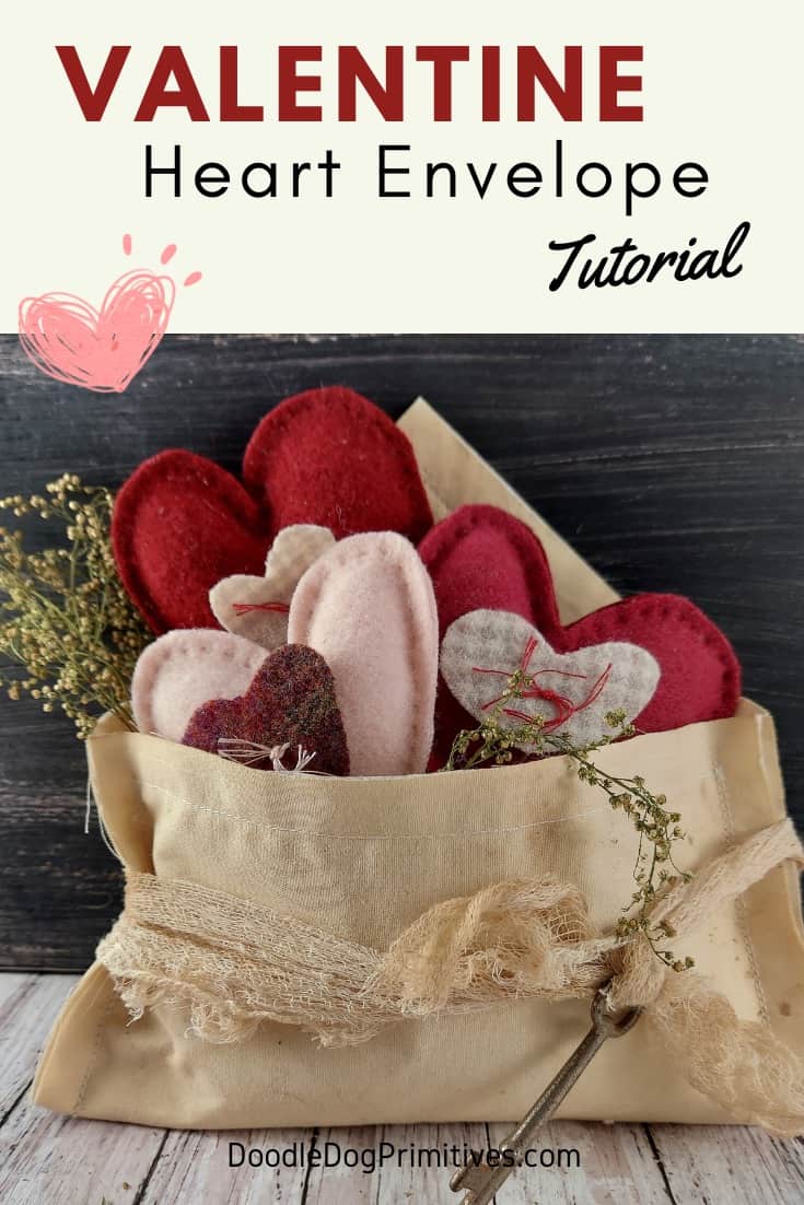 DIY Valentine Heart Envelope - DoodleDog Designs Primitives