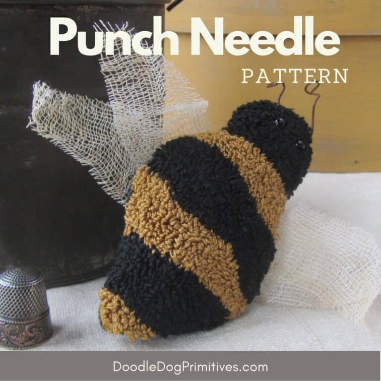 Busy Bee Punch Needle Pattern - DoodleDog Designs Primitives