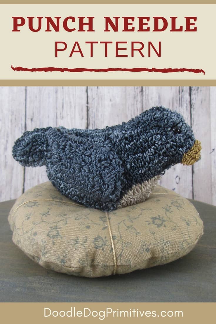 Punch Needle Nesting Bird Pin Cushion Pattern - DoodleDog Primitives