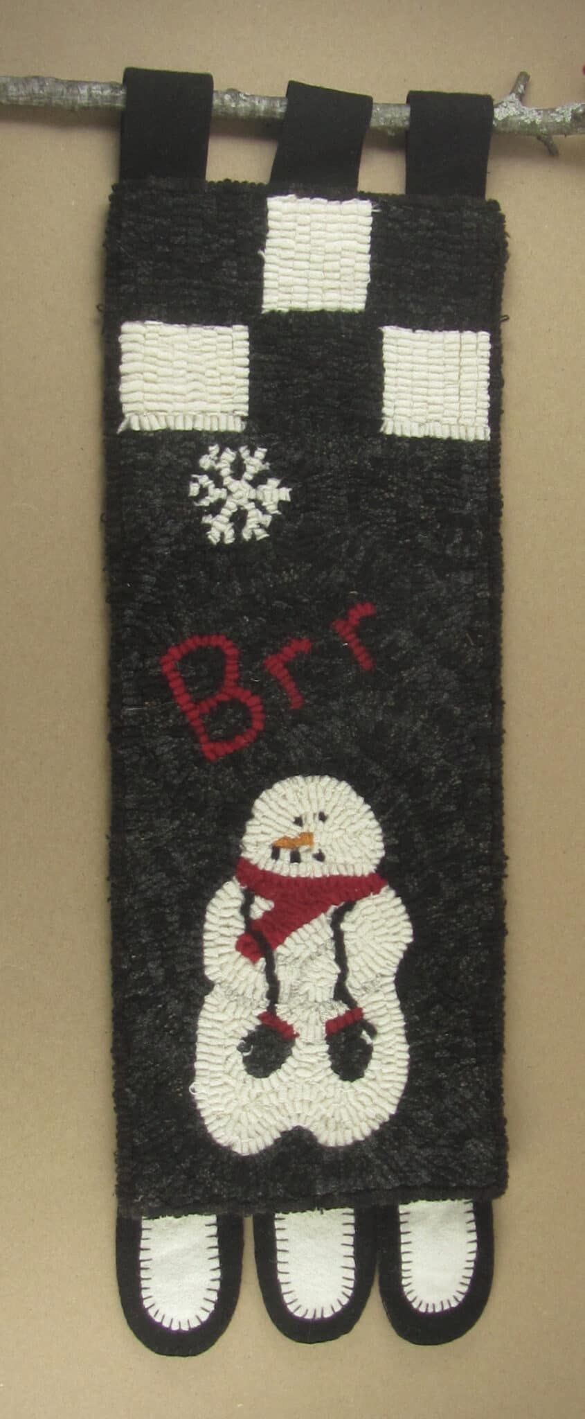 Winter Snowman Hooked Rug Pattern - DoodleDog Designs Primitives