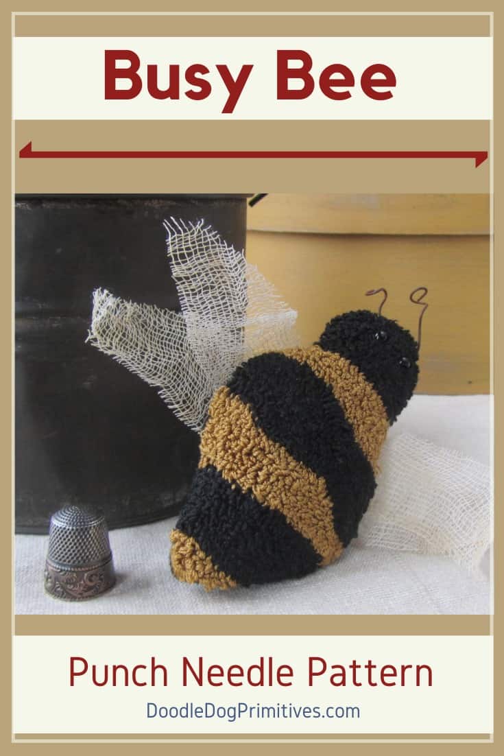 Busy Bee Punch Needle Pattern - DoodleDog Designs Primitives