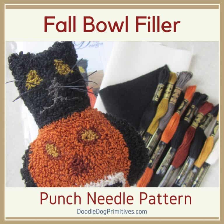 Spooky Black Cat Punch Needle Pattern - DoodleDog Designs Primitives