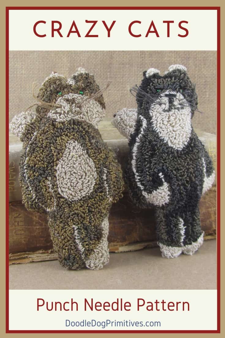 Cats Punch Needle Pattern - DoodleDog Designs Primitives