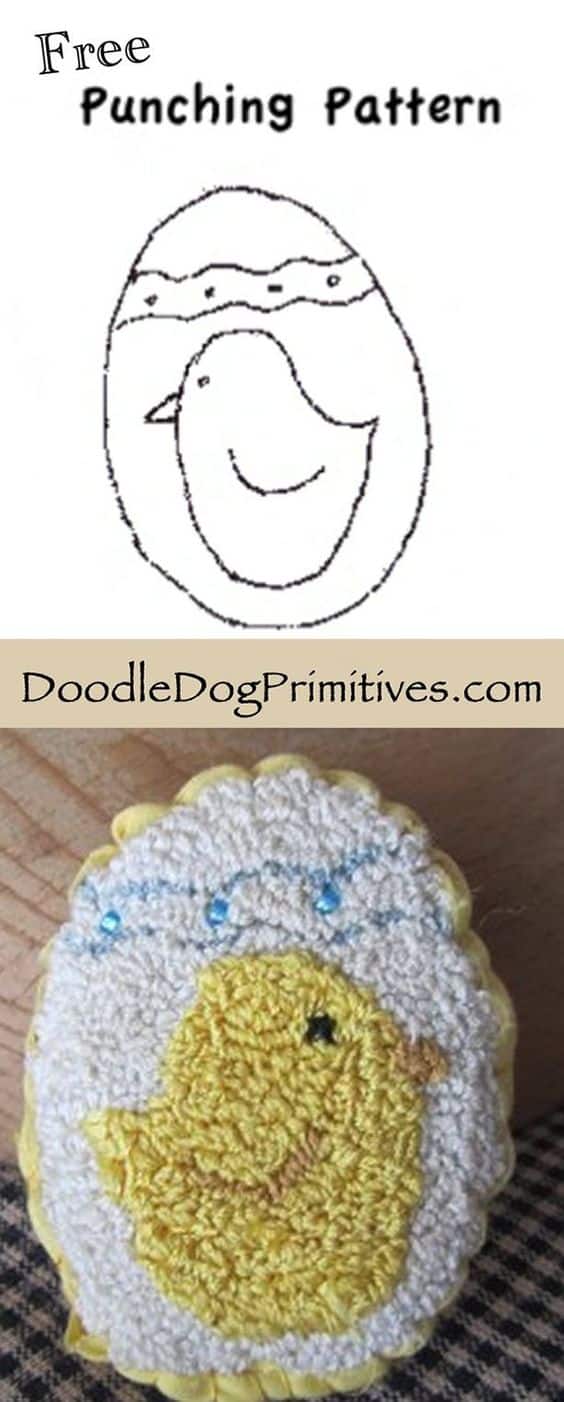 Free Pattern ~ Punch Needle Chick Pin - DoodleDog Designs Primitives