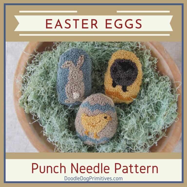 Easter Egg Punch Needle Pattern - DoodleDog Designs Primitives
