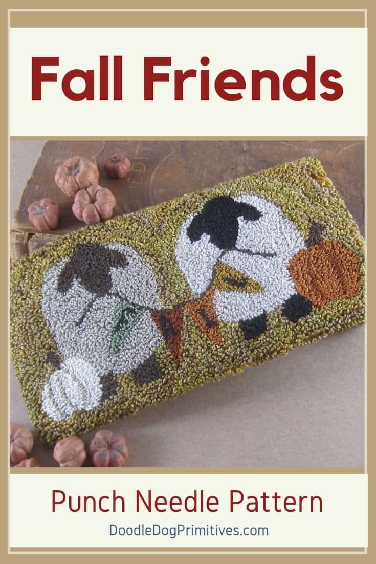 Fall Sheep Punch Needle Pattern - DoodleDog Designs Primitives