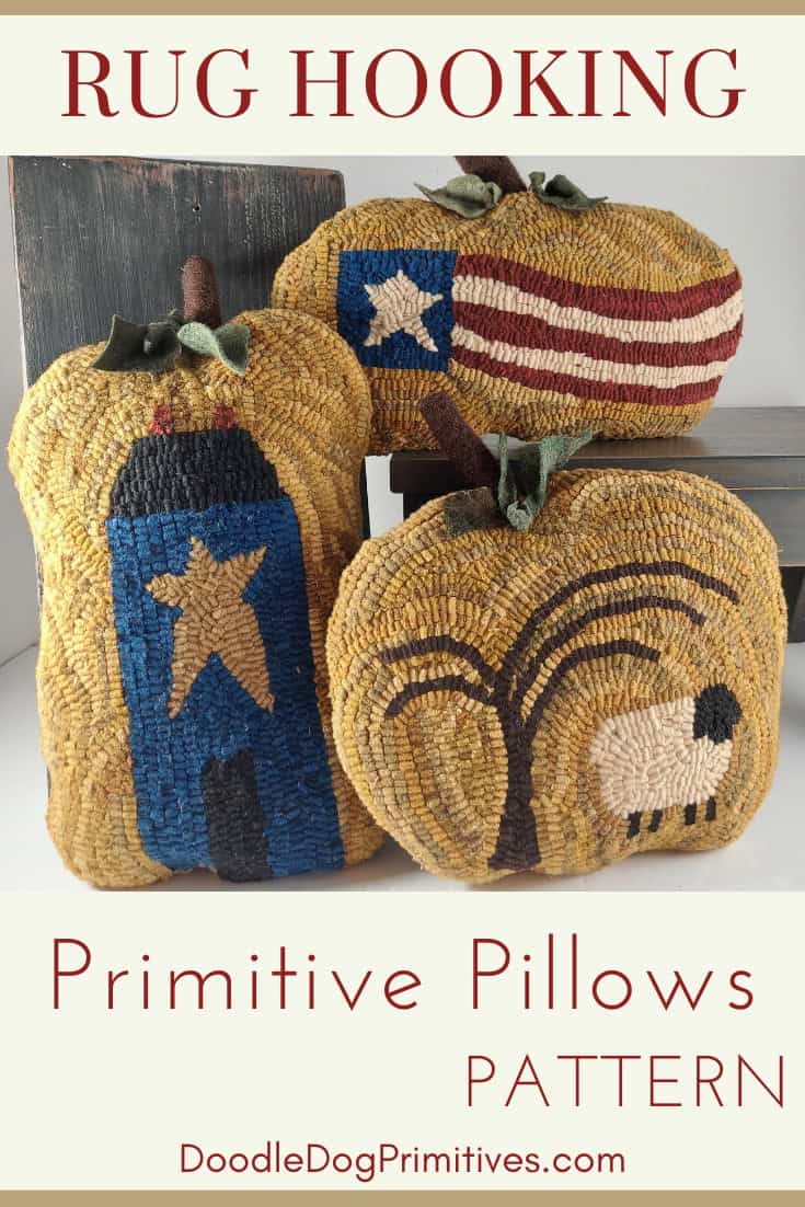Primitive Fall Pumpkins Rug Hooking Pattern - DoodleDog Designs Primitives