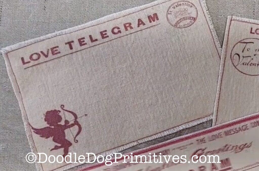 Fabric Valentine Telegrams - DoodleDog Designs Primitives