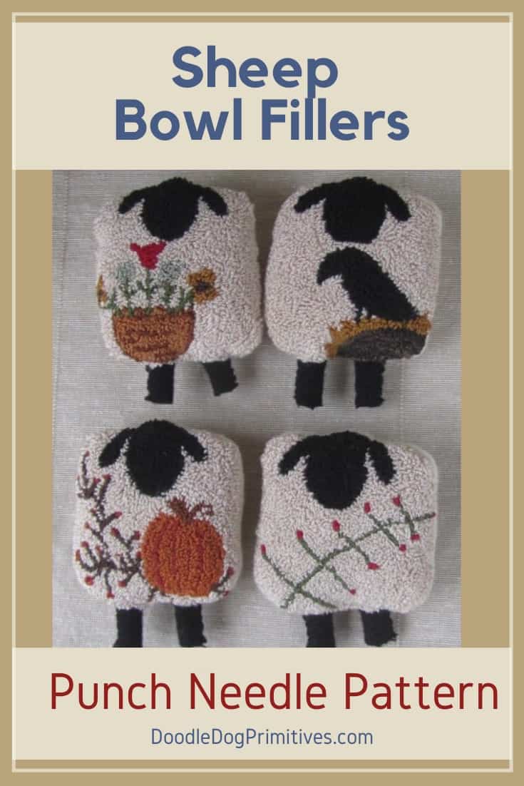 Four Seasons of Sheep Punch Needle Pattern - DoodleDog Primitives