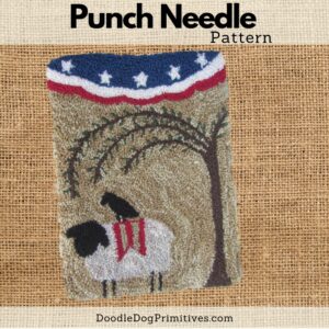 Patriotic Sheep Punch Needle Pattern - DoodleDog Designs Primitives