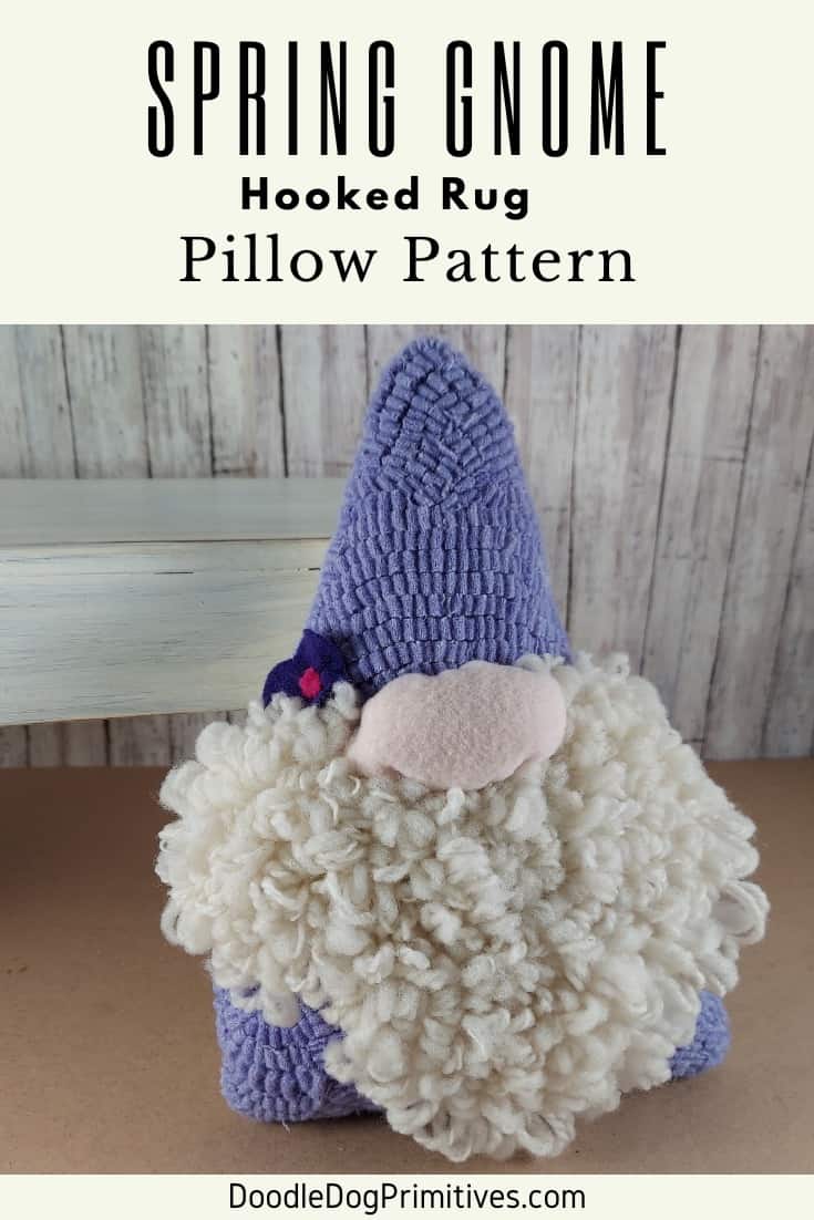 Spring Gnome Hooked Rug Pillow - DoodleDog Designs Primitives