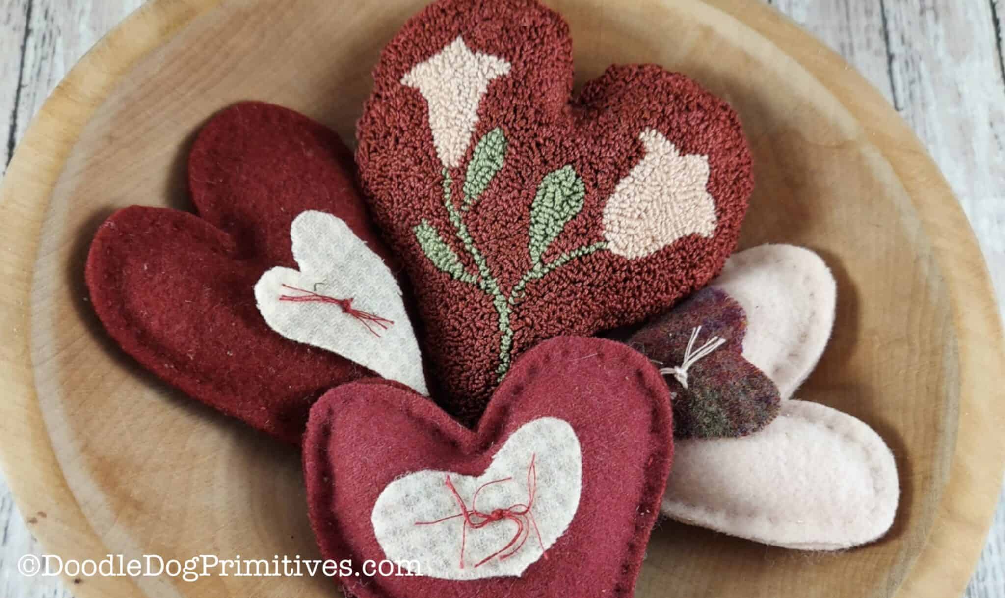 Valentine Heart Punch Needle Pattern - DoodleDog Primitives