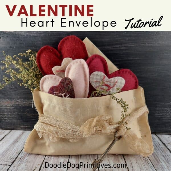 DIY Valentine Heart Envelope - DoodleDog Designs Primitives
