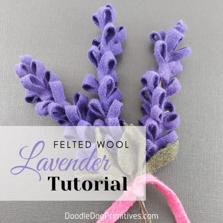 Felted Wool Lavender Flower Tutorial - DoodleDog Designs Primitives