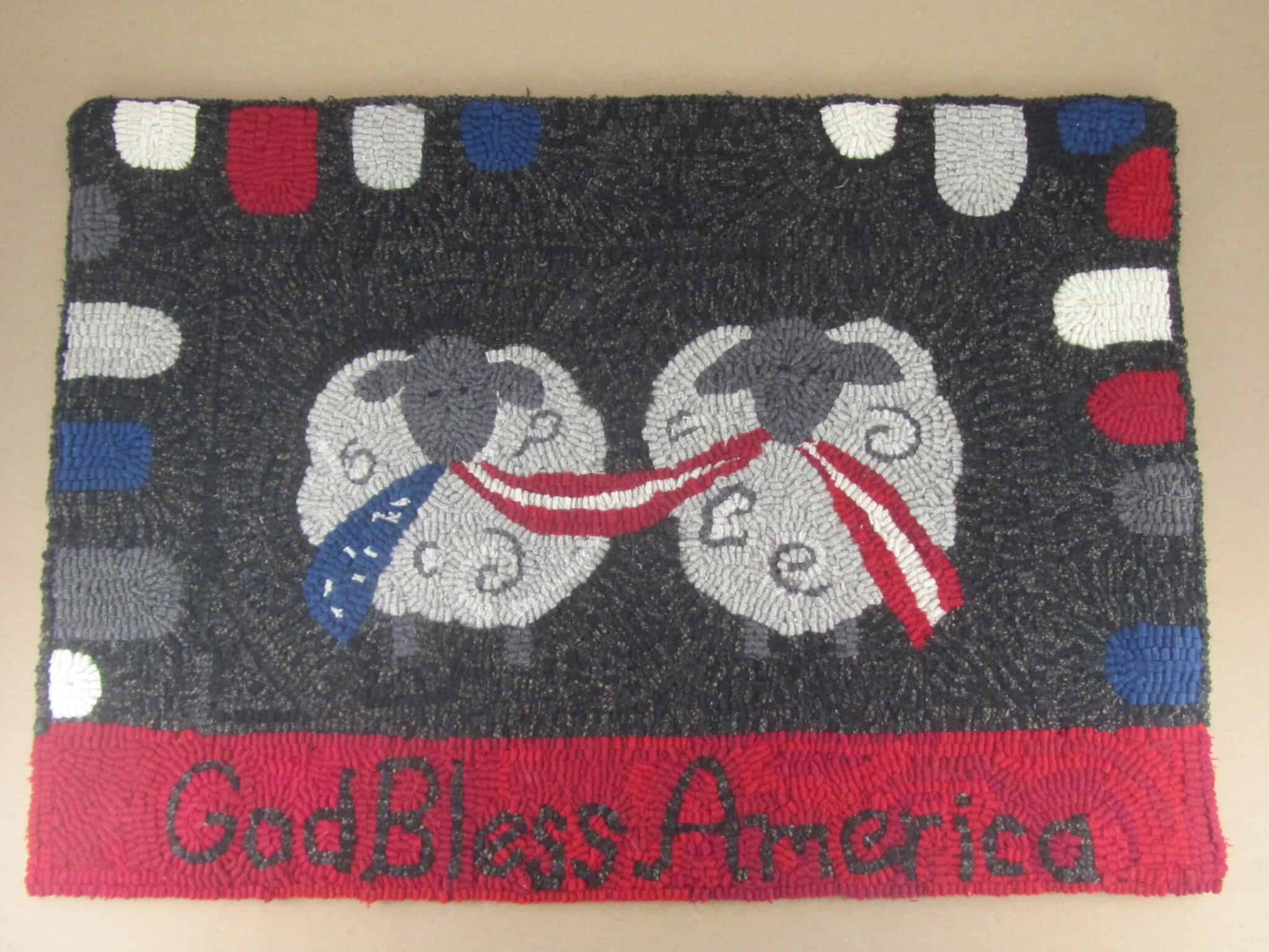 Patriotic Sheep Rug Hooking Pattern - DoodleDog Designs Primitives