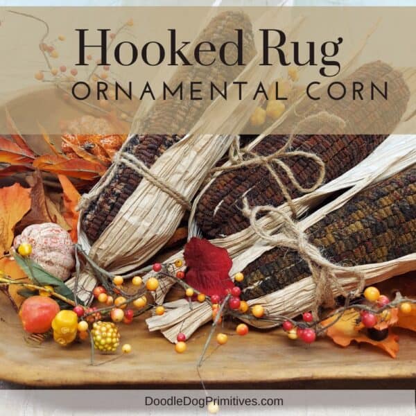 Hooked Rug Ornamental Corn - DoodleDog Designs Primitives