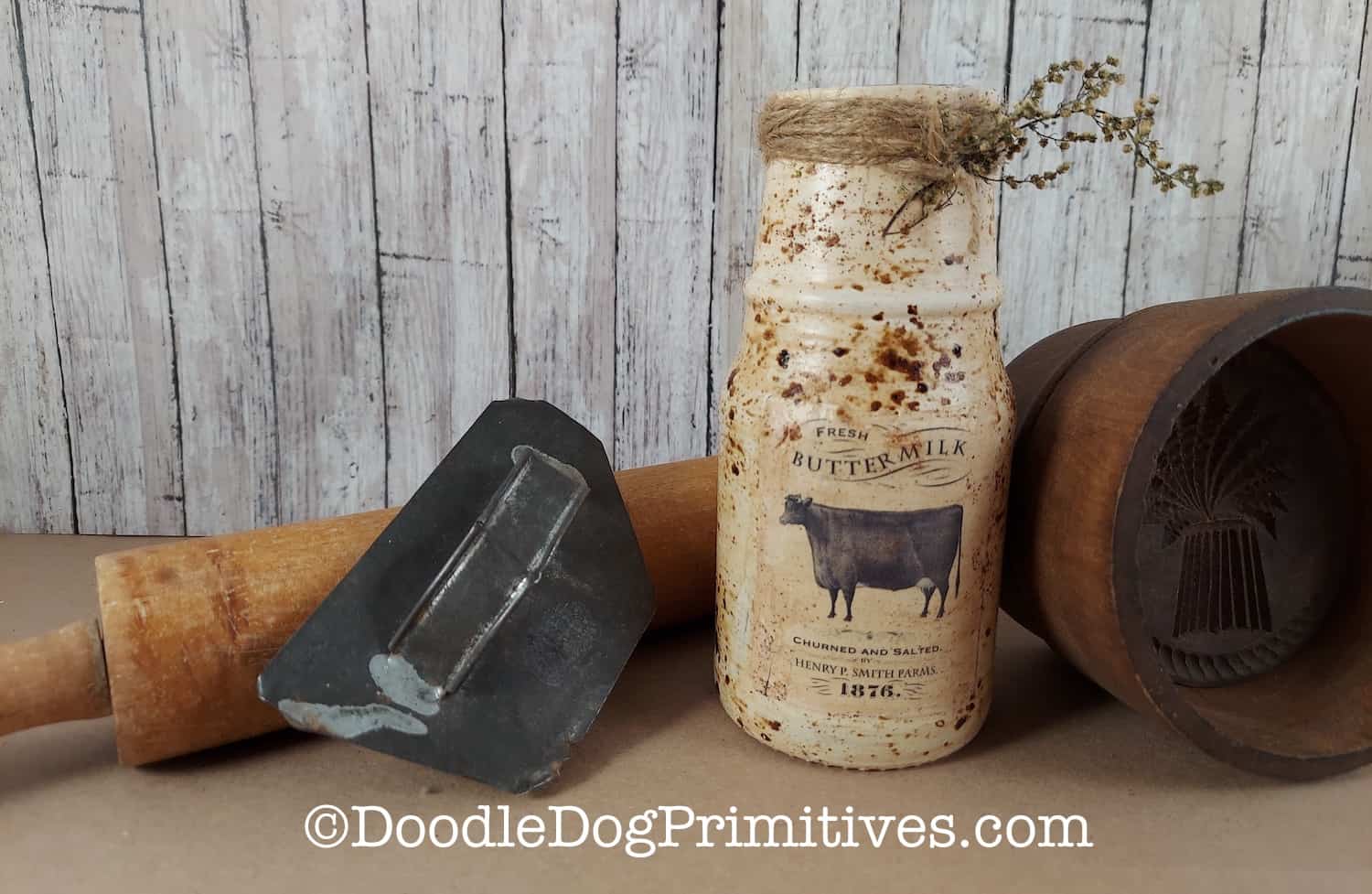 Primitive Buttermilk Pantry Jar - DoodleDog Designs Primitives