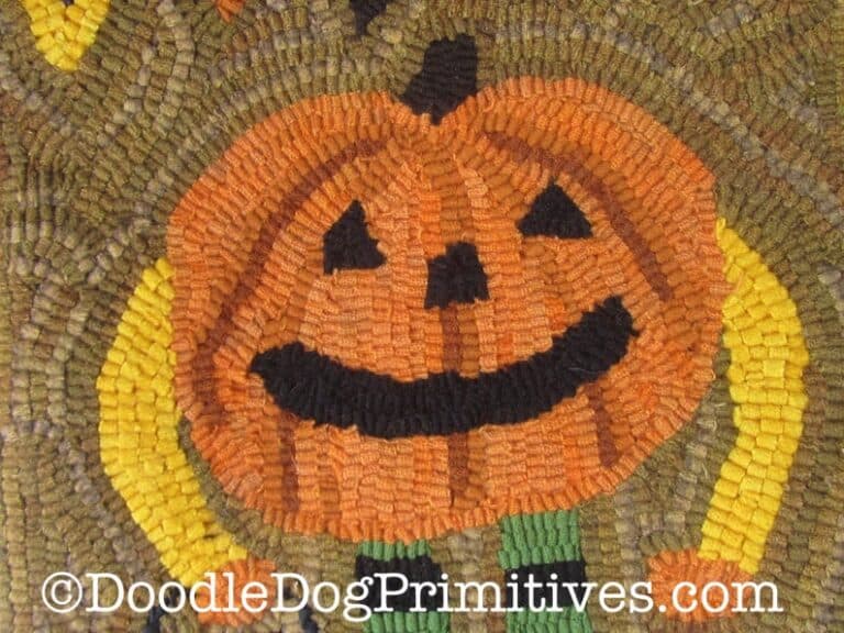 Pumpkin Man Rug Hooking Pattern - DoodleDog Designs Primitives