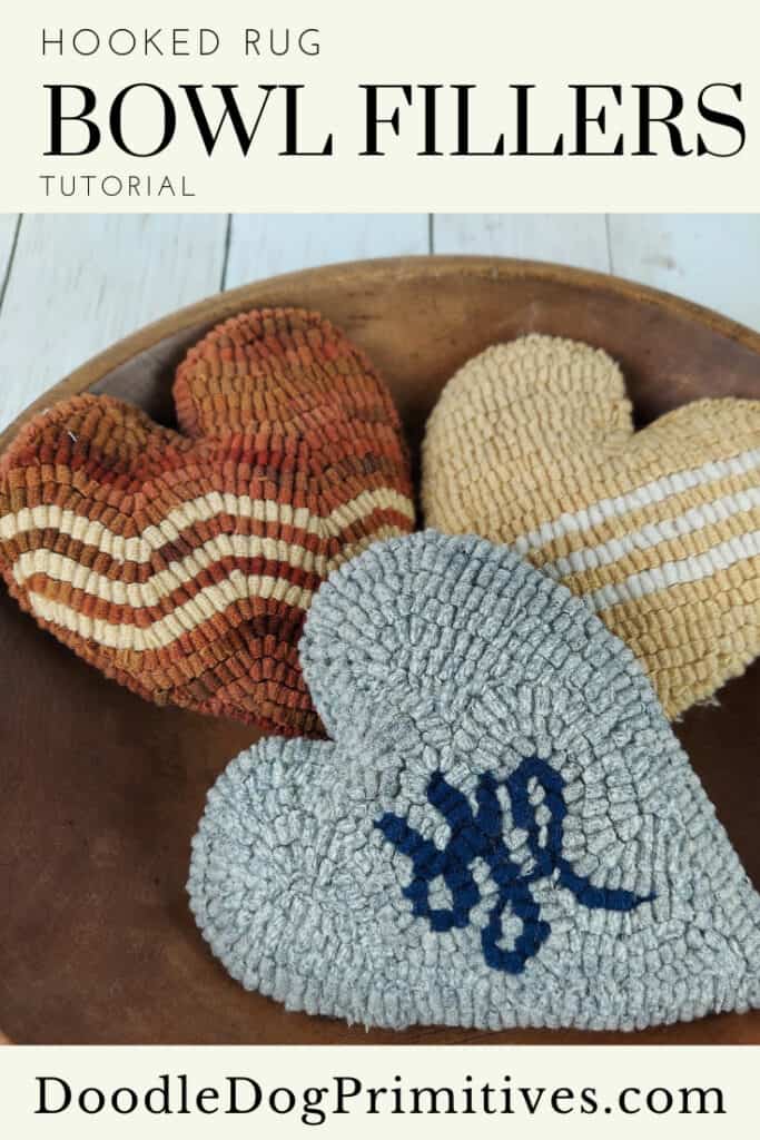 Making Hooked Rug Bowl Fillers - DoodleDog Designs Primitives