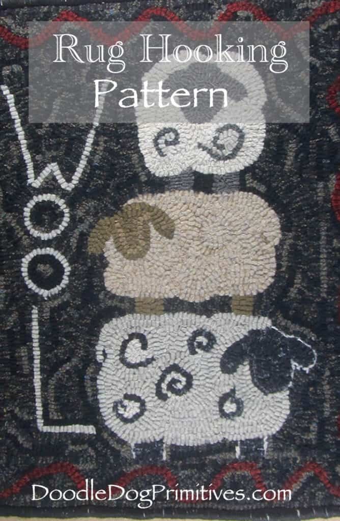 Stacked Sheep Rug Hooking Pattern - DoodleDog Designs Primitives
