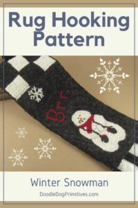Winter Snowman Hooked Rug Pattern - DoodleDog Designs Primitives
