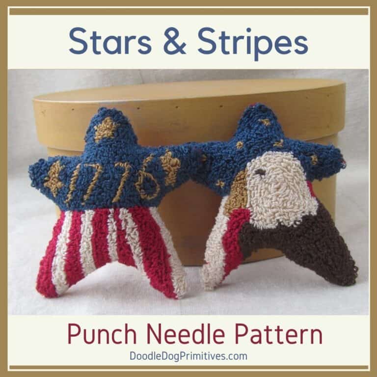 Stars & Stripes Punch Needle Pattern - DoodleDog Designs Primitives