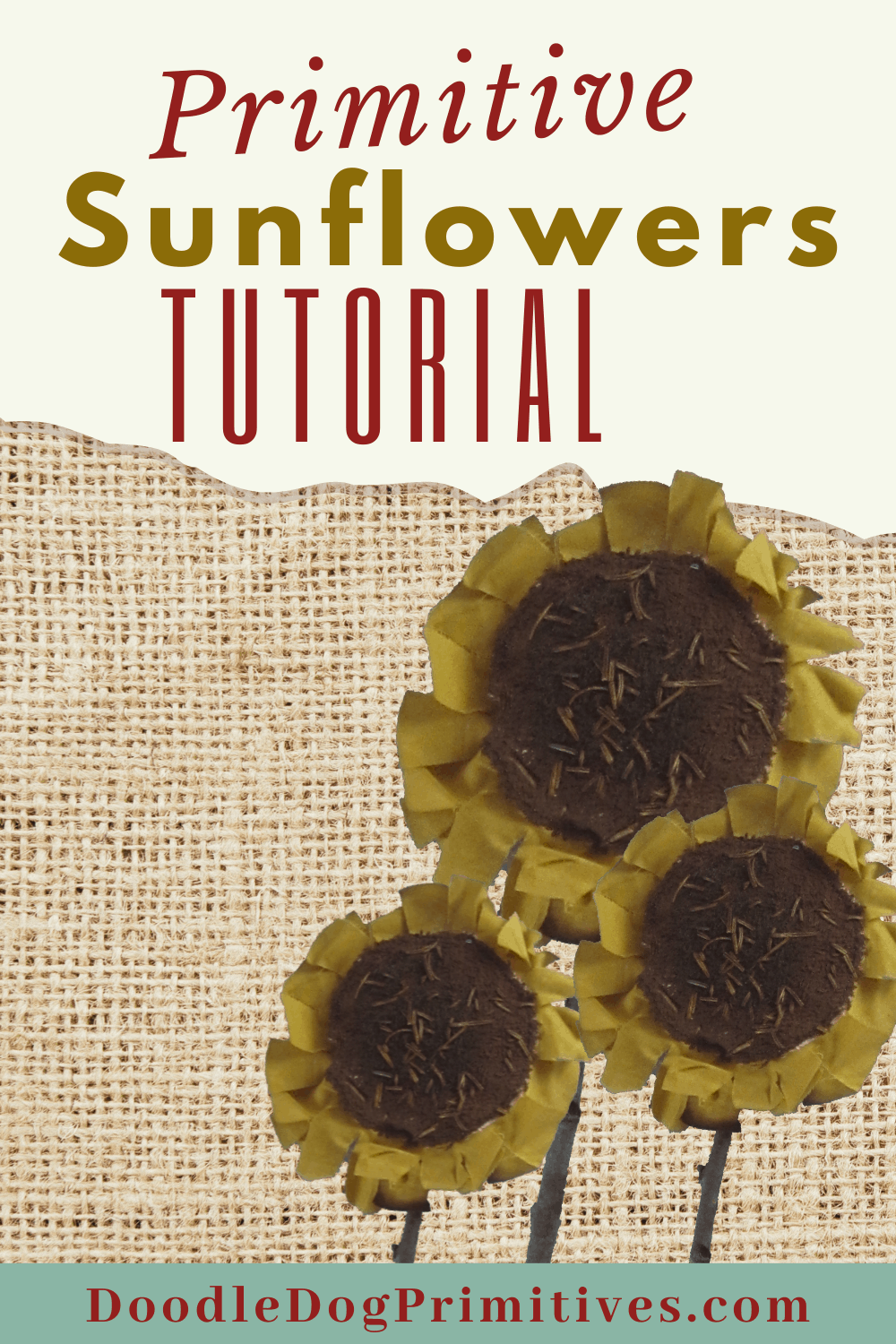 Primitive Sunflowers Tutorial - DoodleDog Designs Primitives