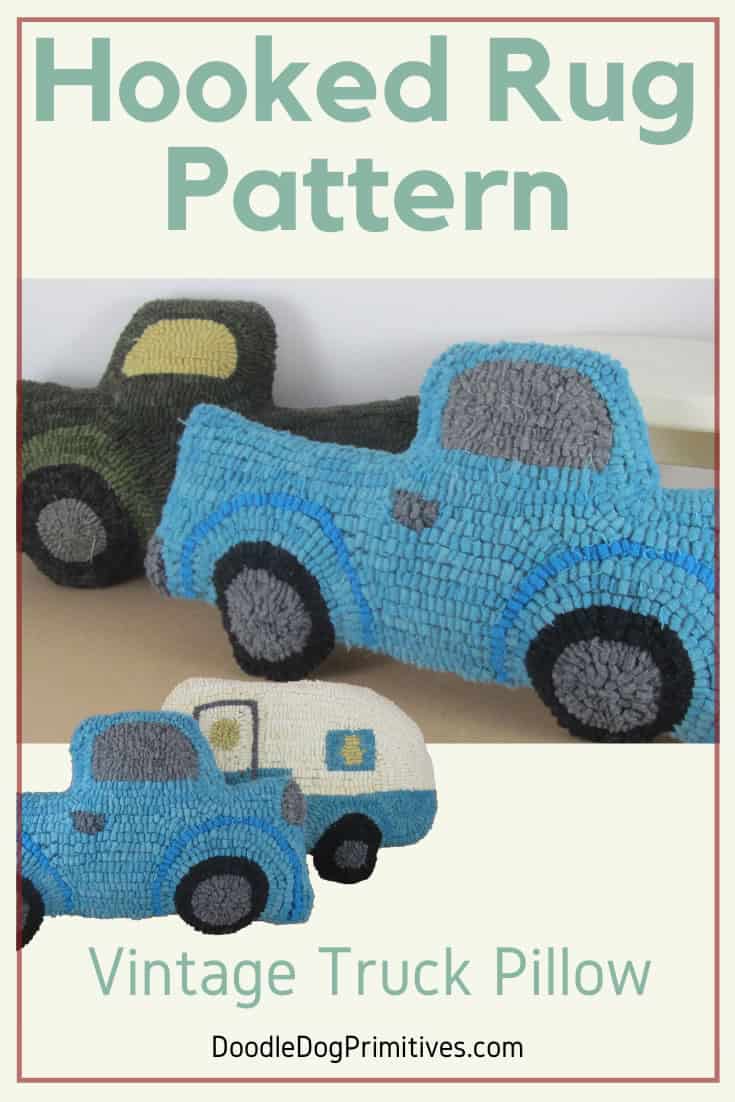 Hooked Rug Vintage Truck Pattern - DoodleDog Designs Primitives