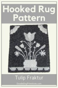 Tulip Fraktur Hooked Rug Pattern - DoodleDog Designs Primitives