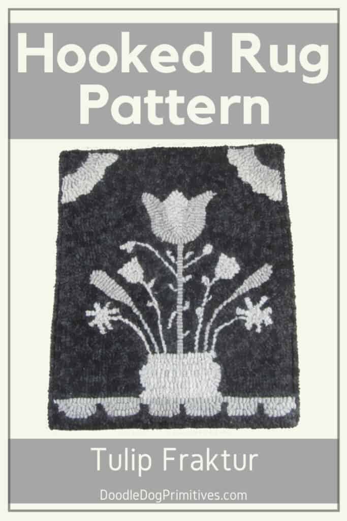Tulip Fraktur Hooked Rug Pattern - DoodleDog Designs Primitives