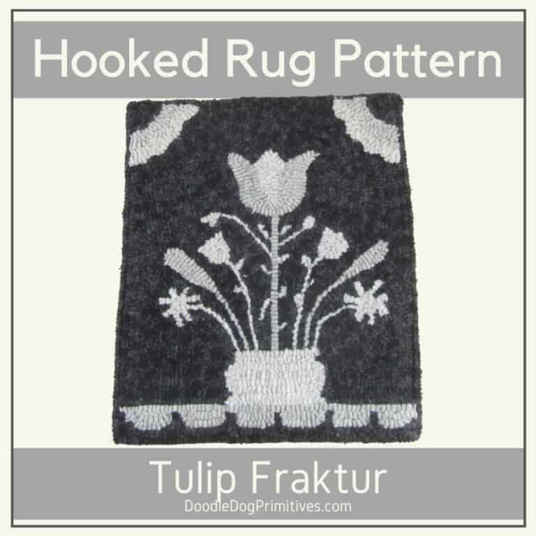 Tulip Fraktur Hooked Rug Pattern - DoodleDog Designs Primitives