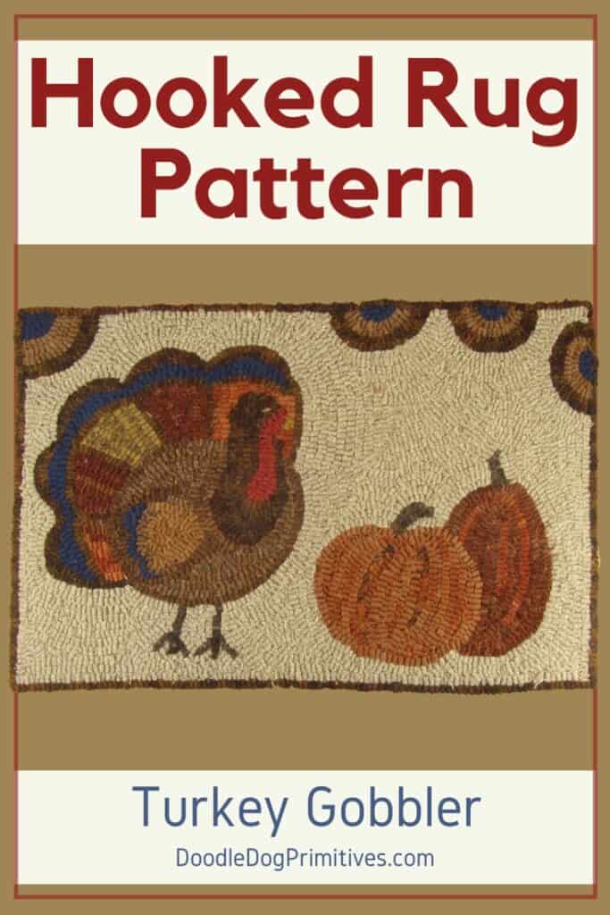 Primitive Turkey Hooked Rug Pattern - DoodleDog Designs Primitives