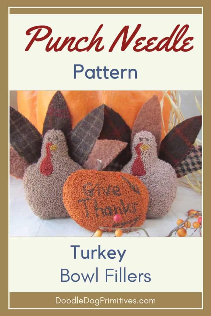 Thanksgiving Punch Needle Pattern - DoodleDog Designs Primitives