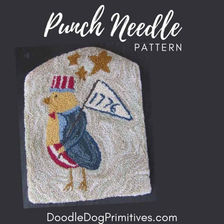 Uncle Sam Chick Punch Needle Pattern - DoodleDog Designs Primitives