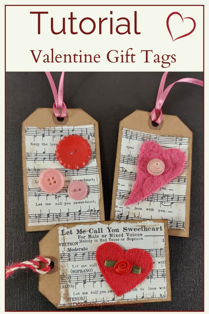 Make Valentine Gift Tags - DoodleDog Designs Primitives