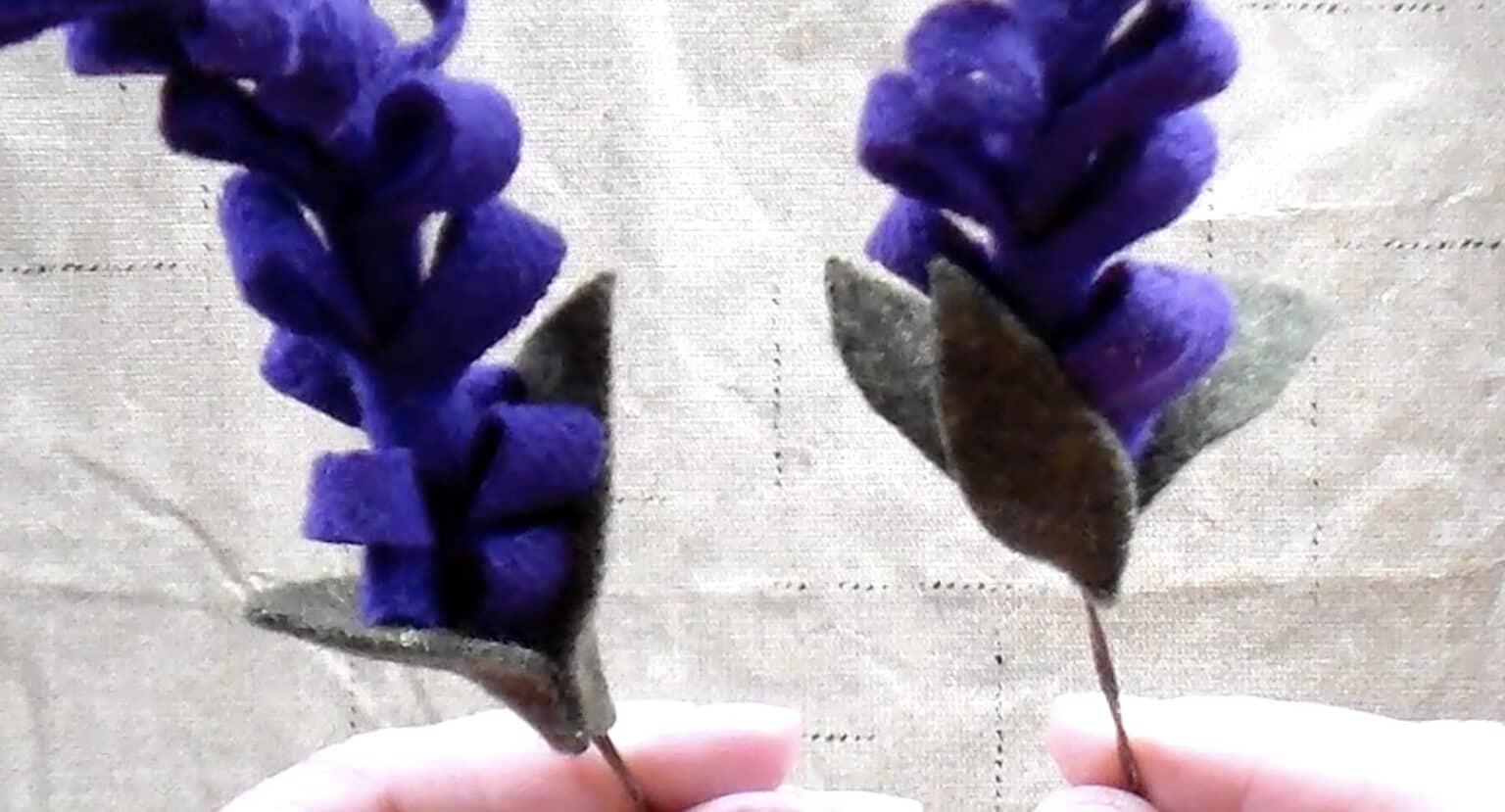 Felted Wool Lavender Flower Tutorial - DoodleDog Designs Primitives