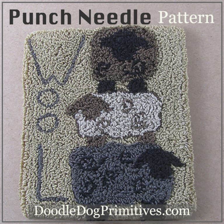 Stacked Sheep Punch Needle Pattern - Doodle Dog Primitives
